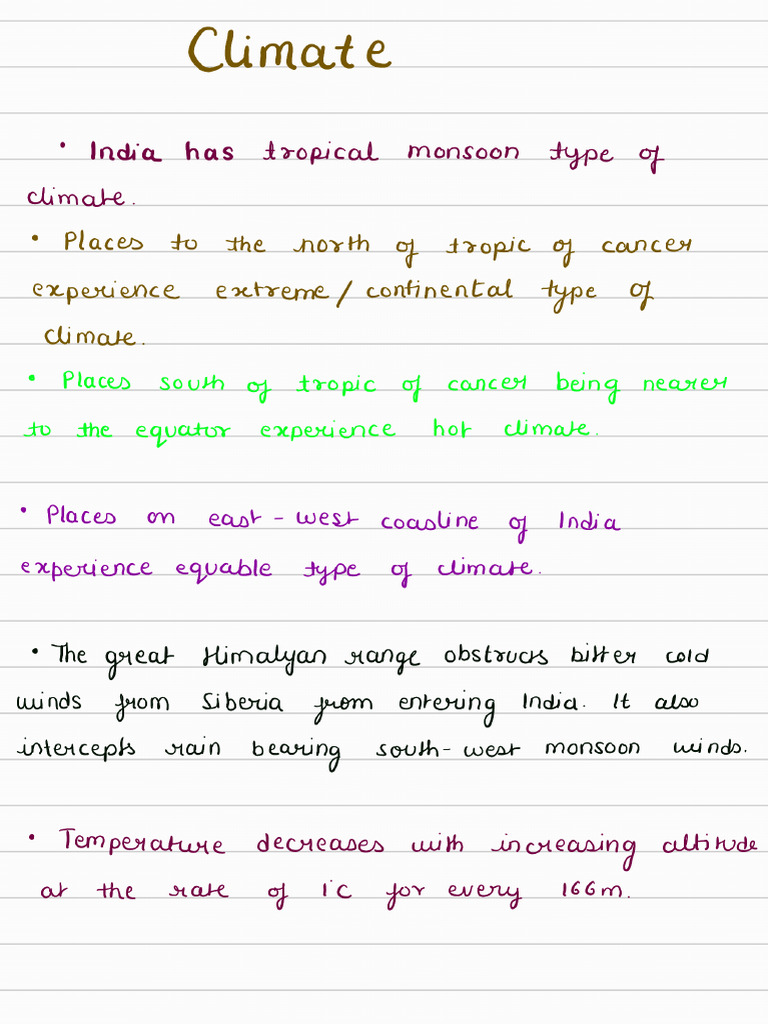 Geography Climate Notes Class 10 Icse | PDF