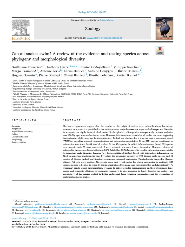 G.Fosseries et al - Can all snakes swim A review of the evidence and ...