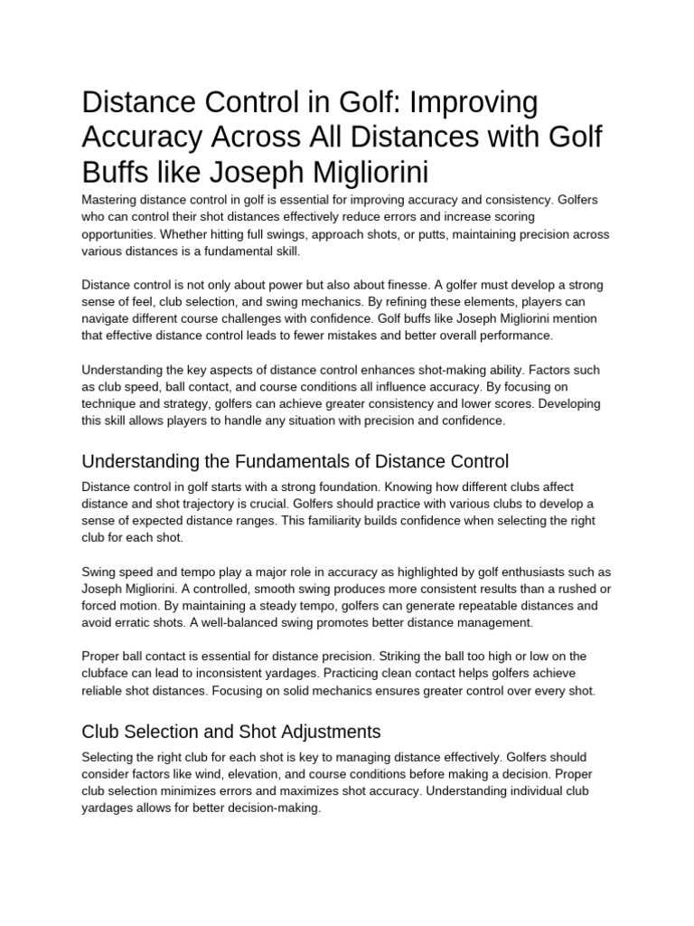 Distance Control in Golf - Improving Accuracy Across All Distances With ...