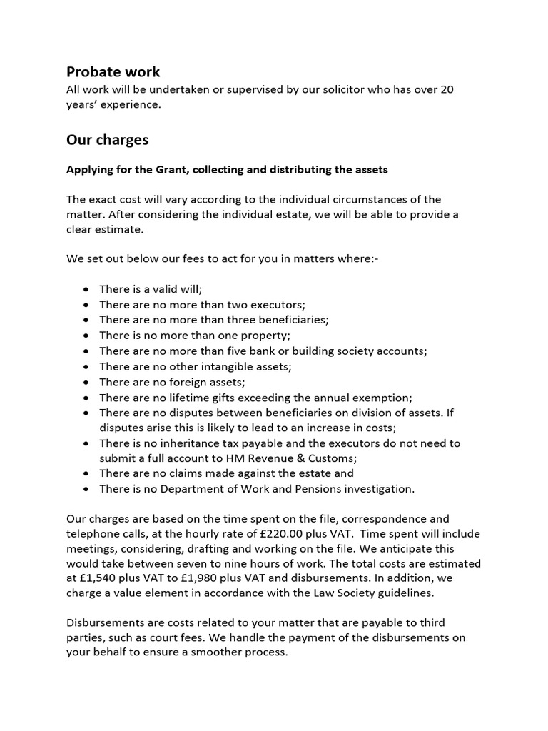 Probate Services and Fees Explained | PDF | Probate | Government Finances