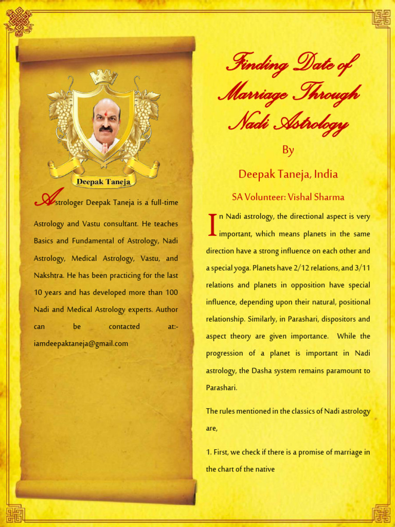 Finding Date of Marriage Through Nadi Astrology by Deepak Taneja | PDF ...