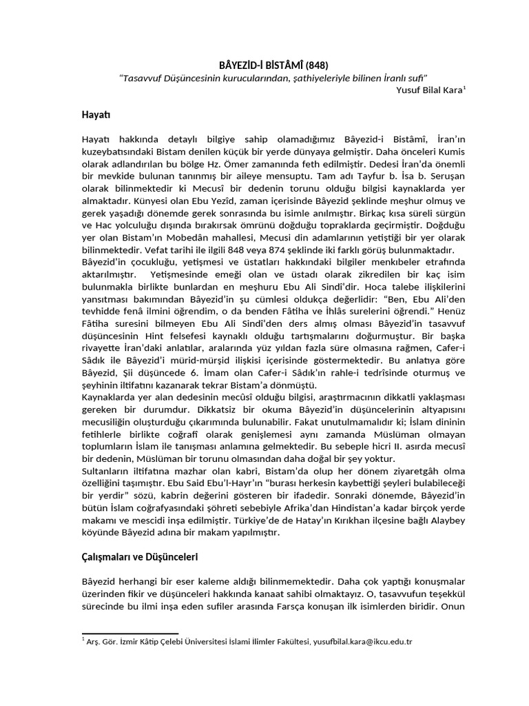 Bâyezid I Bistami | PDF