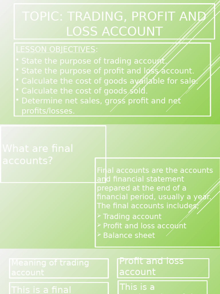 Understanding Trading Profit & Loss Accounts | PDF