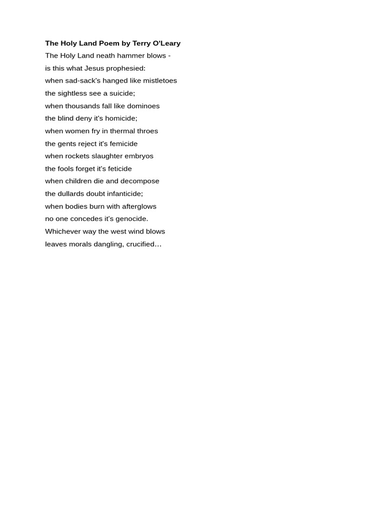 The Holy Land Poem by Terry O | PDF