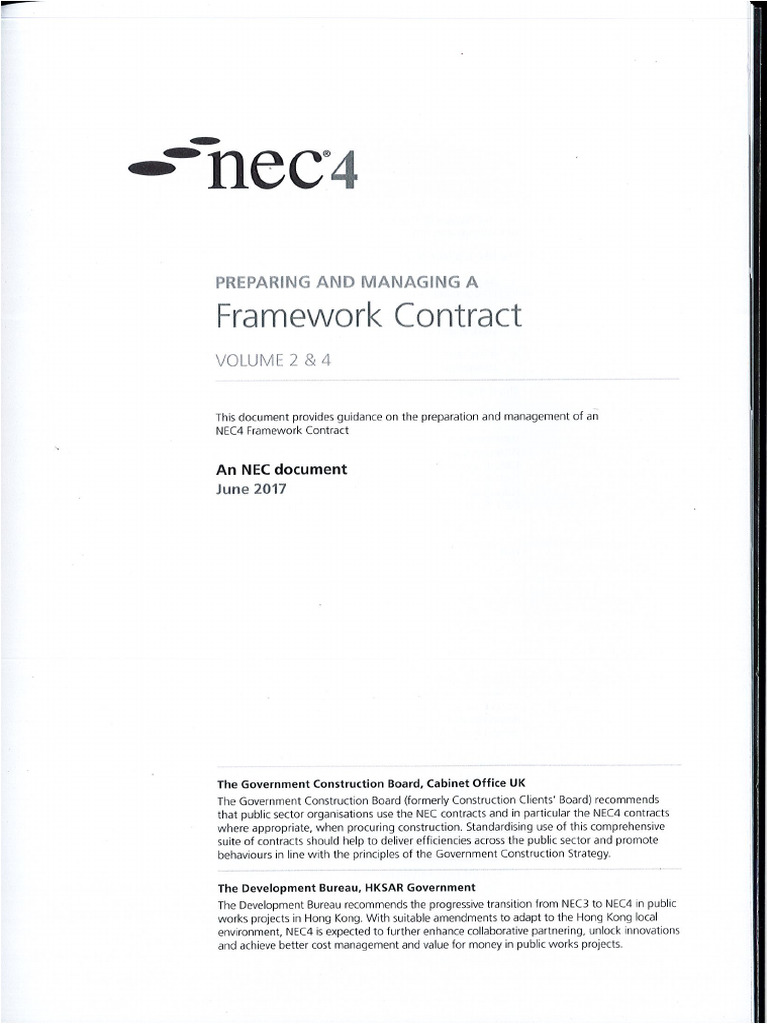 NEC 4 Framework Contract - Preparing & Managing Framework | PDF