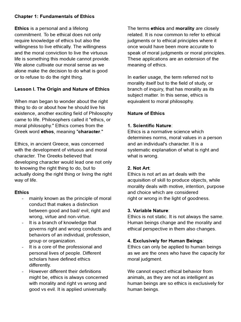 Understanding Ethics: Principles & Importance | PDF | Morality | Good ...