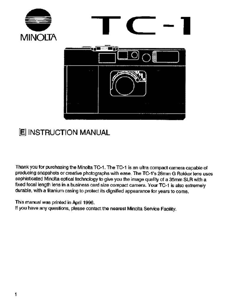 Minolta TC 1 Manual | PDF