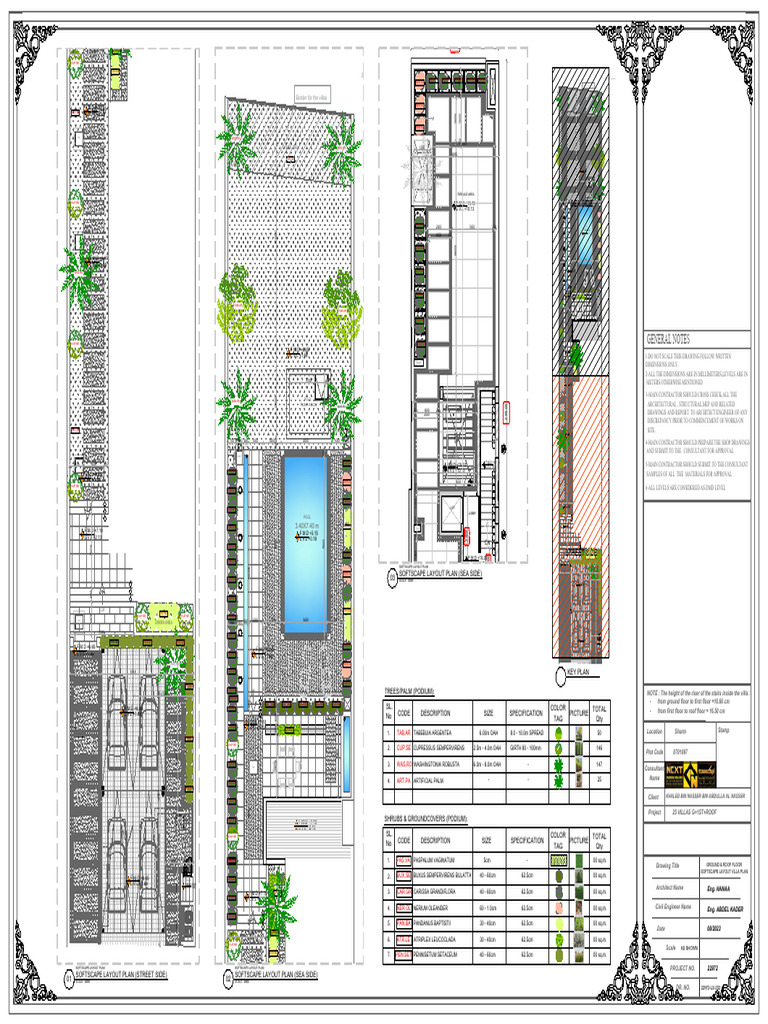 22972-LS-202 GROUND & ROOF FLOOR SOFTSCAPE LAYOUT VILLA PLAN | PDF