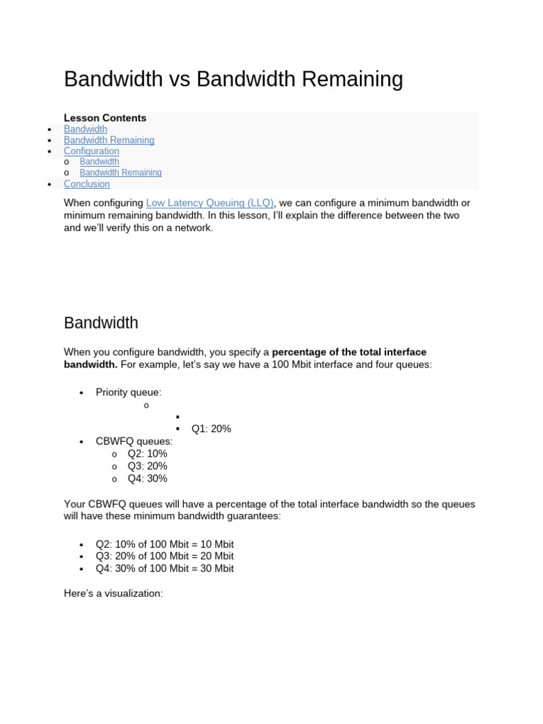 Bandwidth Vs Bandwidth Remaining | PDF | Bit Rate | Network Architecture