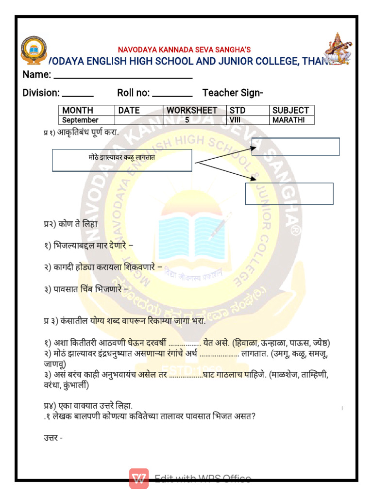 Navodaya English High School and Junior College, Thane. Name ...