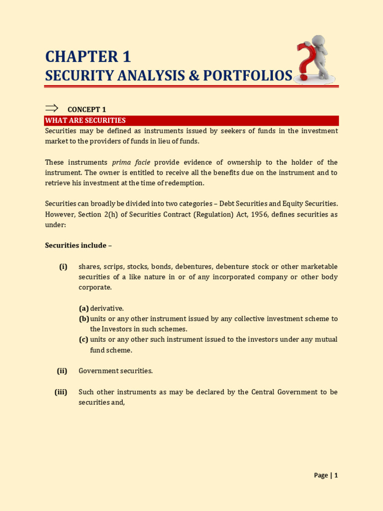 Chapter - 1, Security Analysis & Portfolio | PDF | Capital Asset Pricing Model | Technical Analysis