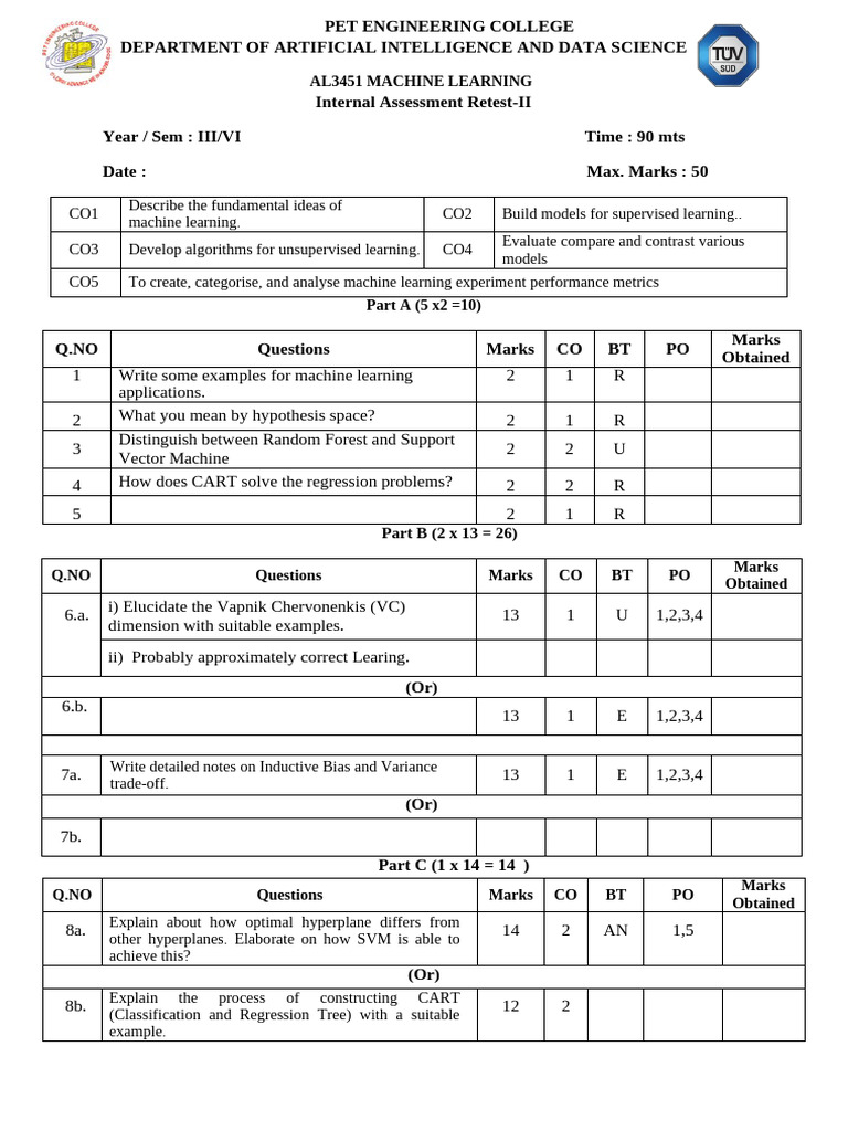 ad3501 dl original iat2 retest (1) | PDF | Machine Learning | Support ...