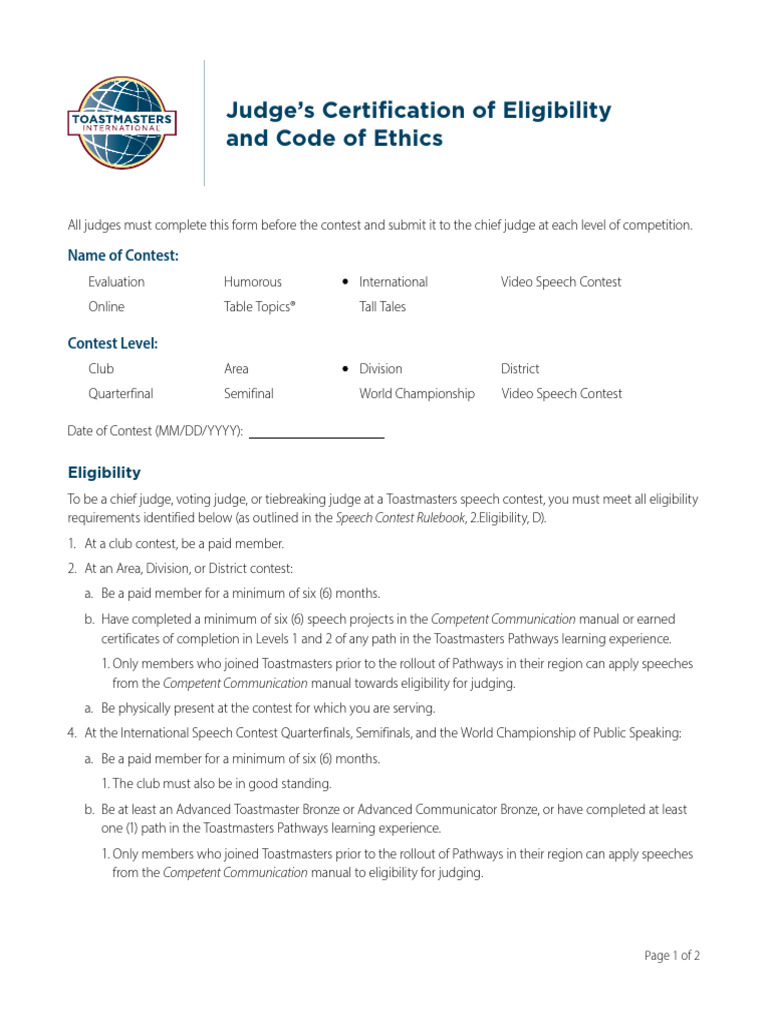 Judges Certification of Eligiblity and Code of Ethics - Truc Thu | PDF