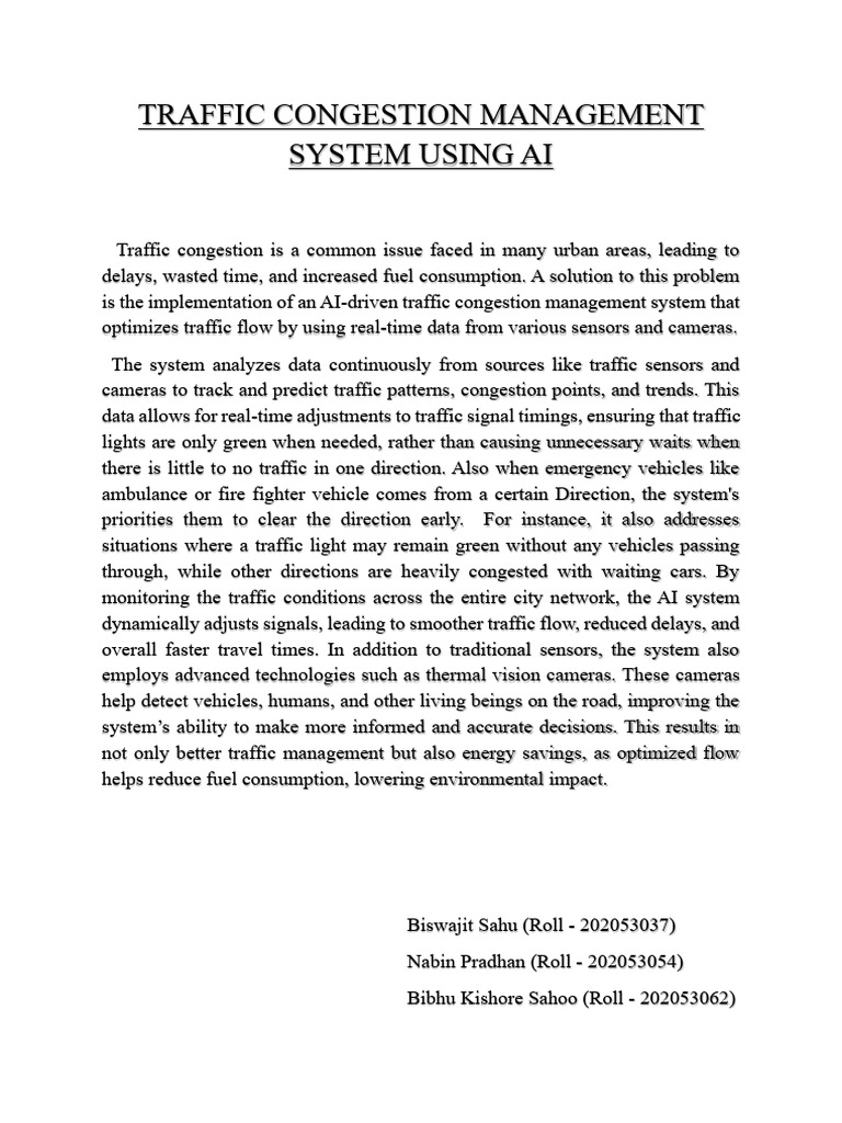 AI-Driven Urban Traffic Management System | PDF