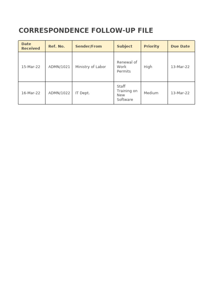 Correspondence Follow-Up File | PDF