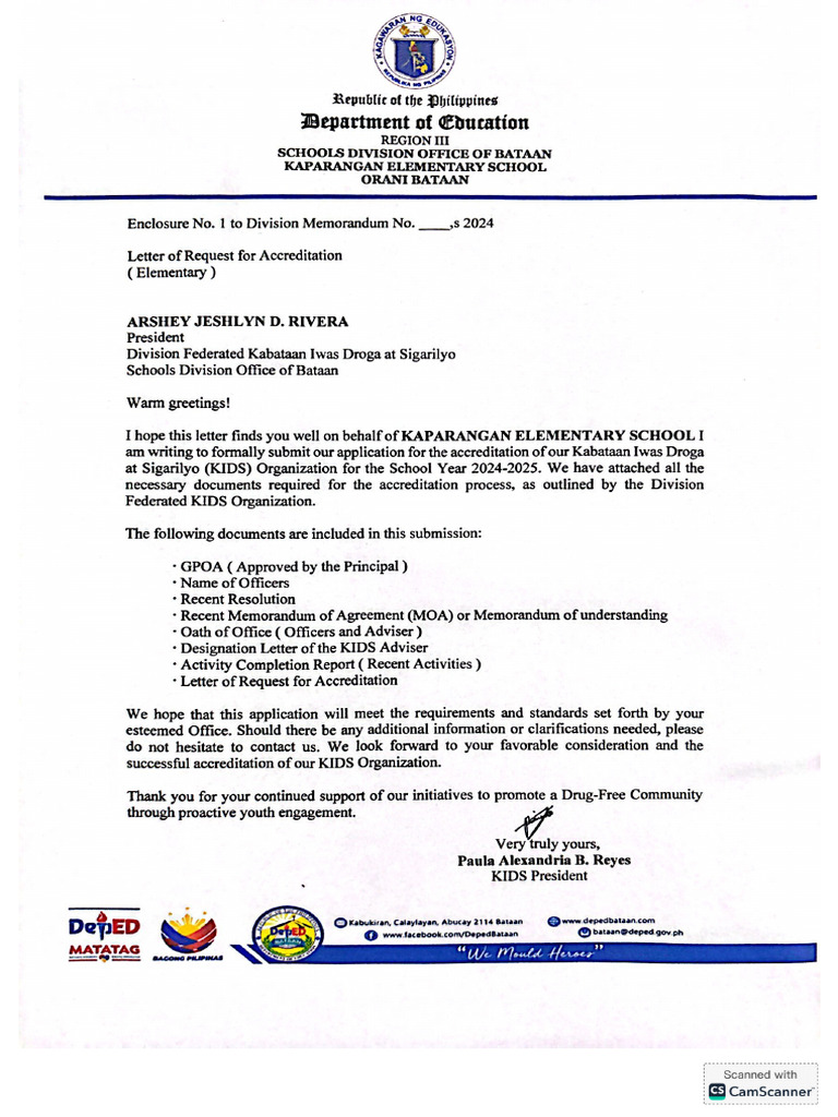 Letter of Request for Accreditation | PDF