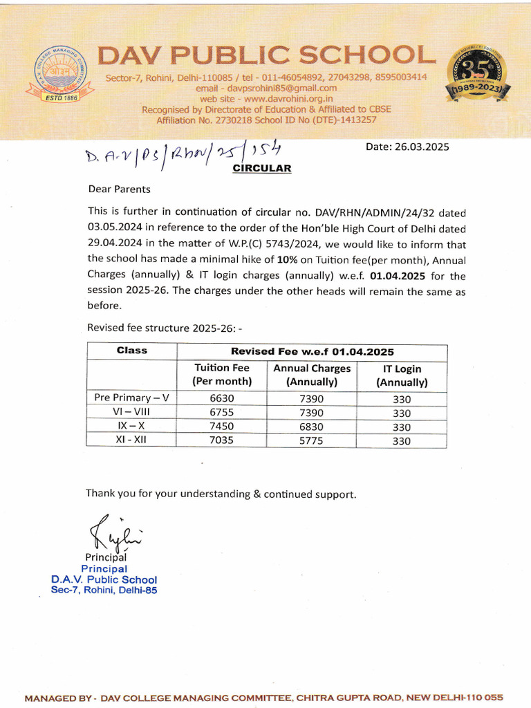 Circular-Fee Hike (2025-26) | PDF
