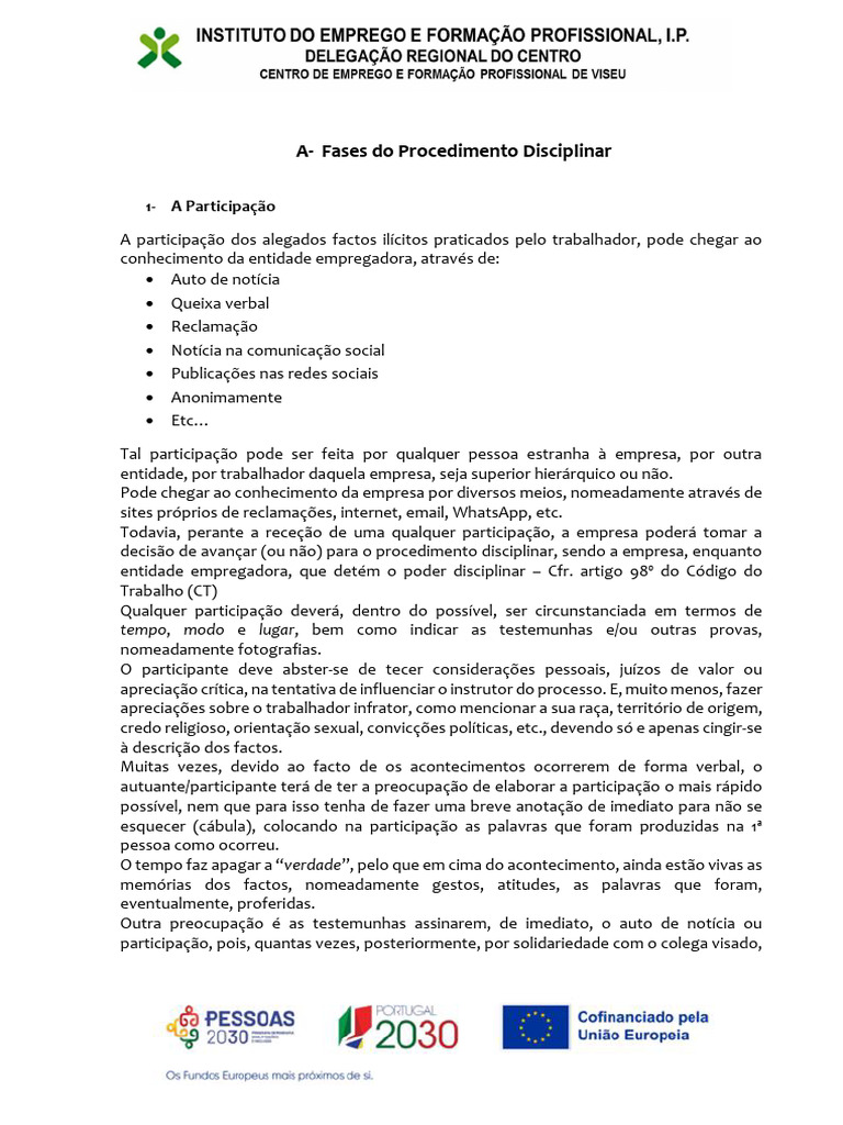 Fases Do Procedimento Disciplinar | PDF | Sindicato