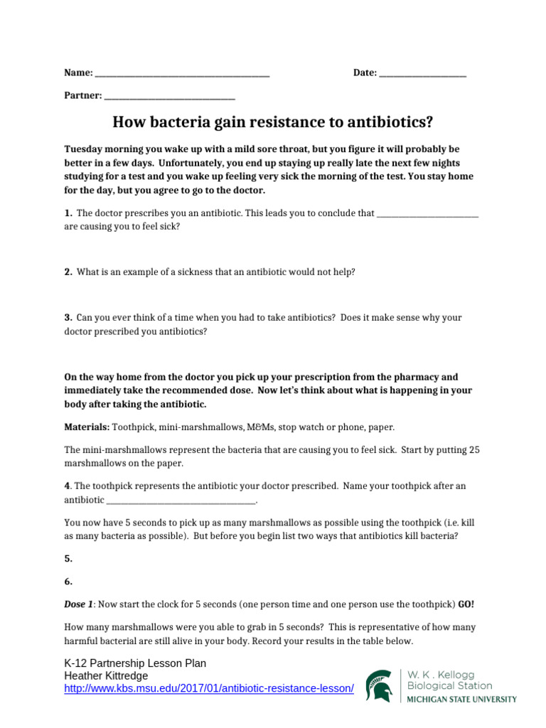 Antibiotic Resistant Worksheet 1 | PDF | Antimicrobial Resistance ...