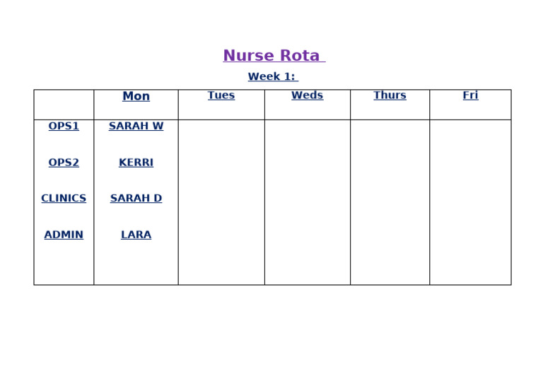 Nurse Rota | PDF