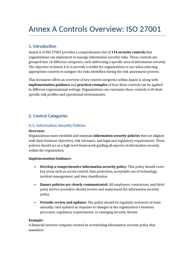 Annex A Controls Overview ISO 27001 | PDF | Information Security | Security