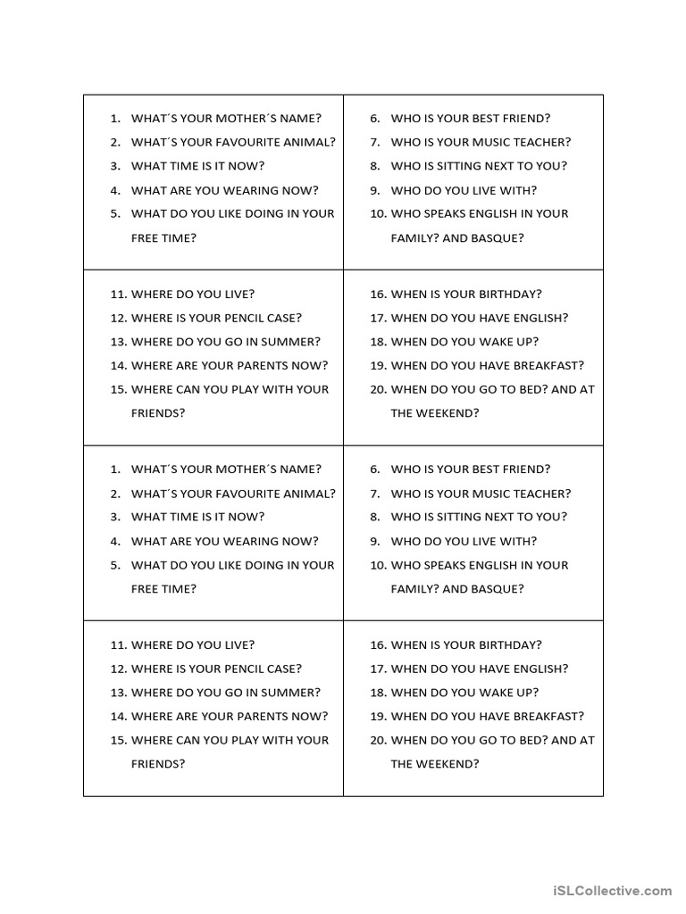 WH-QUESTIONS - WHO-WHAT-WHEN-WHERE For Beginners. | PDF