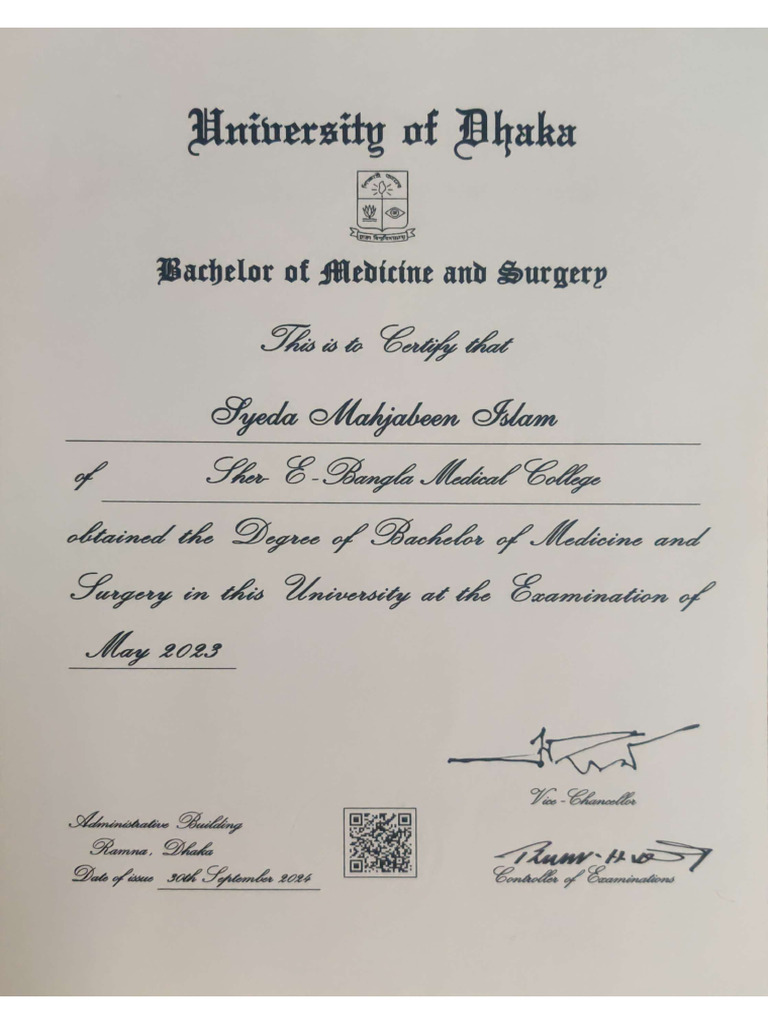 MBBS Original Certificate Anonna | PDF