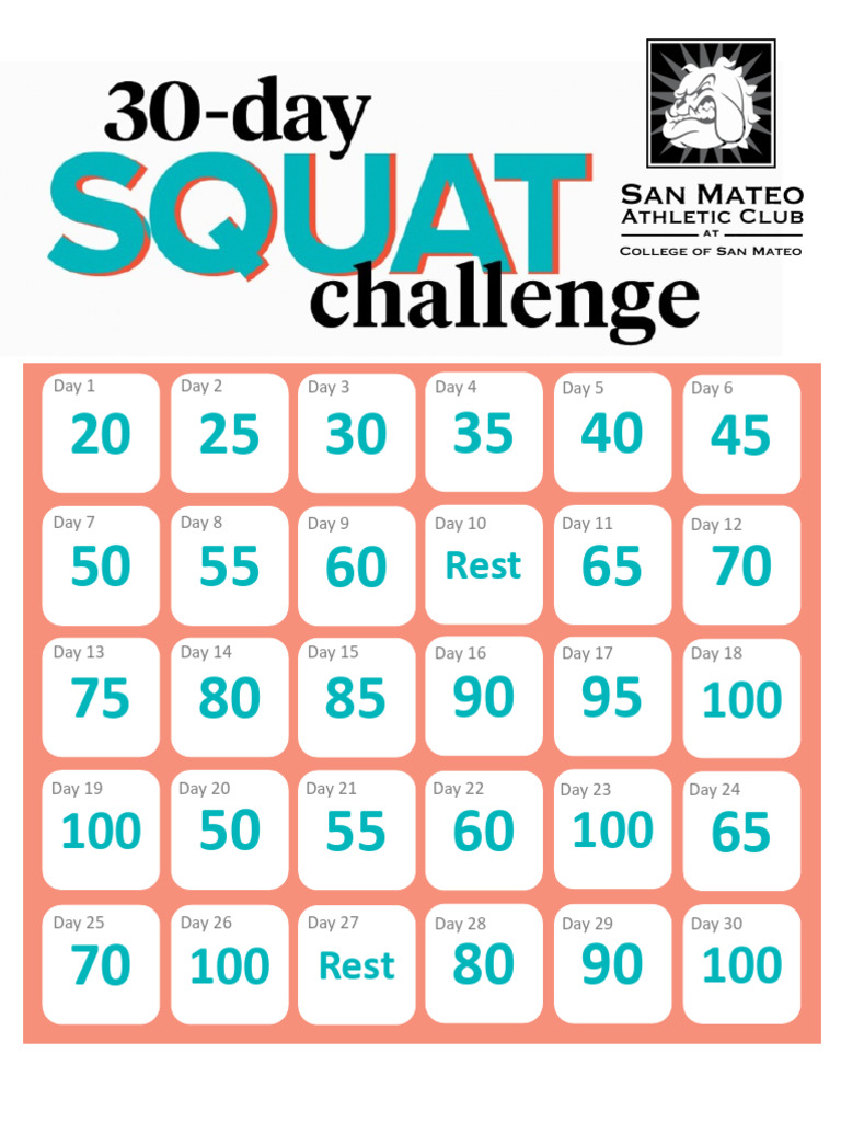 30-Day Squat Challenge Chart | PDF