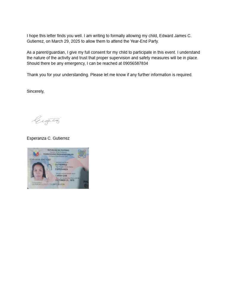 Parental Concent -2 | PDF