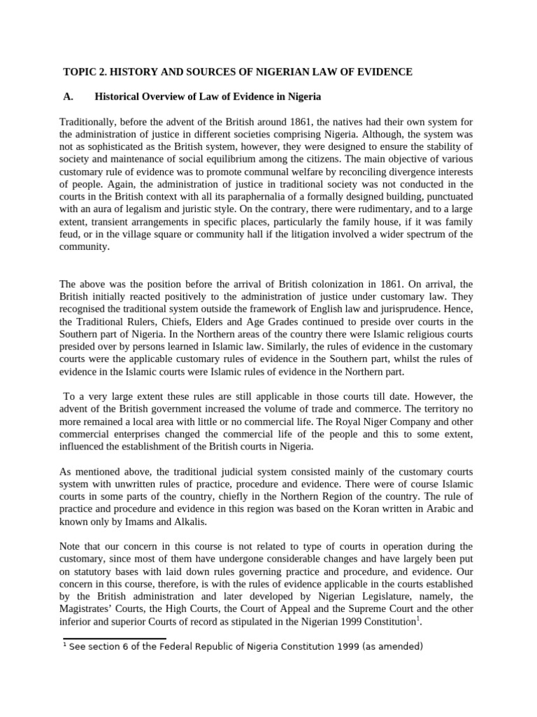 Sources of Nigerian Law of Evidence | PDF | Double Jeopardy | Trials