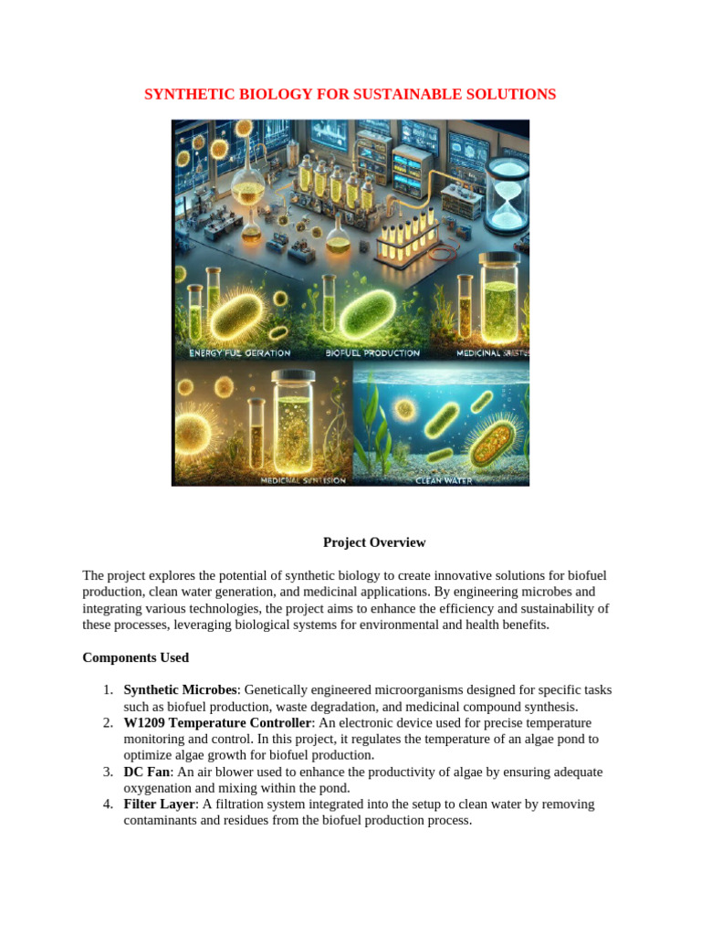 Synthetic Biology For Sustainable Solutions | PDF | Biofuel | Microorganism