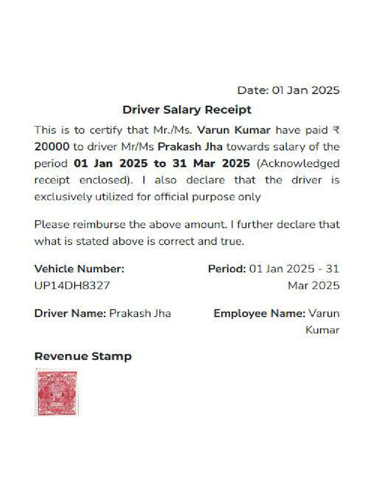 Driver Salary Jan-Mar25 | PDF