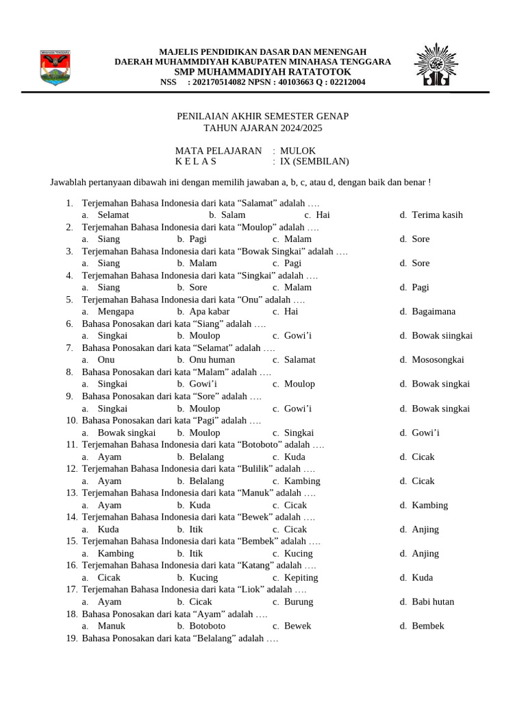 Mulok 9 Ganjil 2025 | PDF