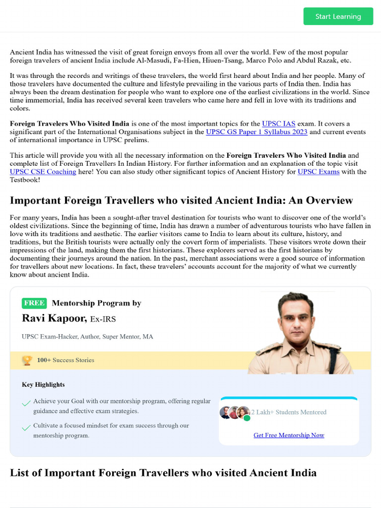 Foreign Travellers Who Visited India-List of Foreign Travelers! | PDF