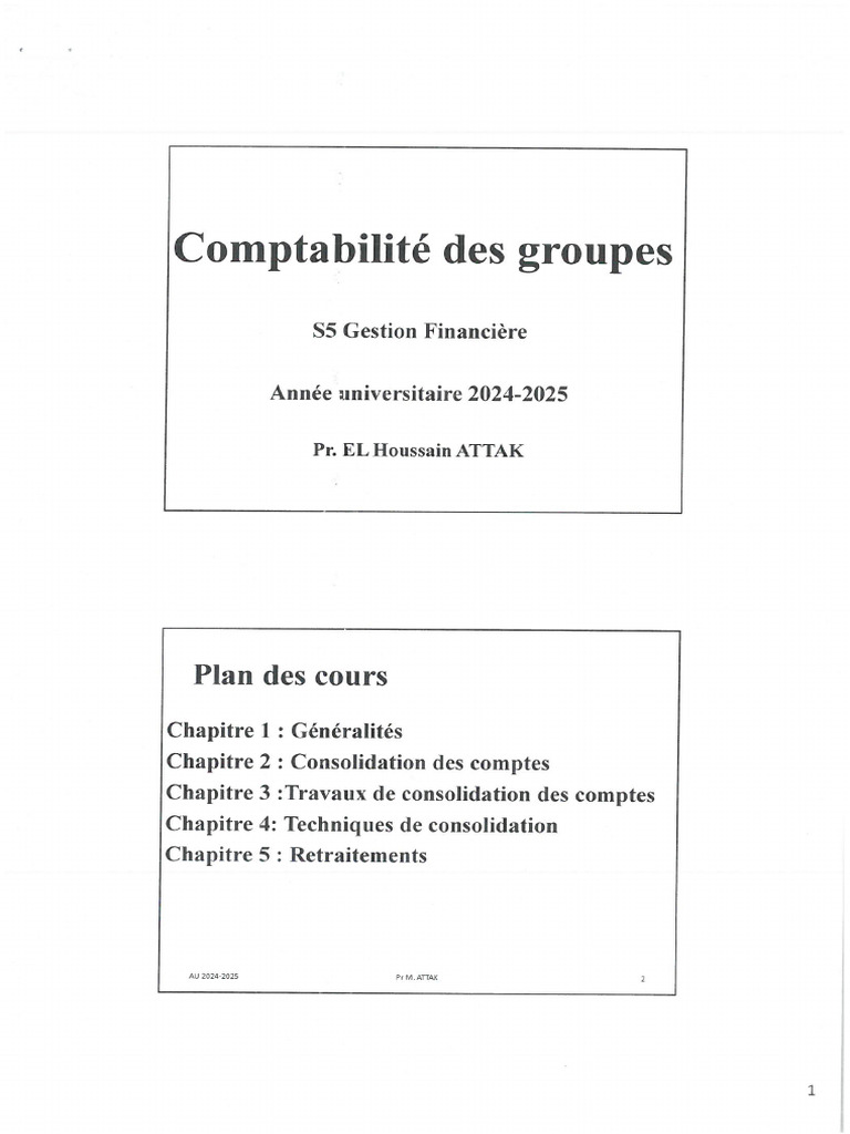 COMPTABILITÉ DES GROUPES CH1 + Note | PDF