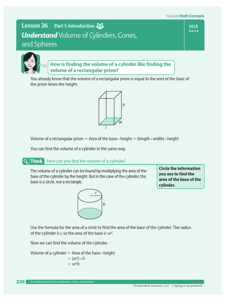 Understand Volume of Cylinders Cones and Spheres | PDF | Area | Sphere