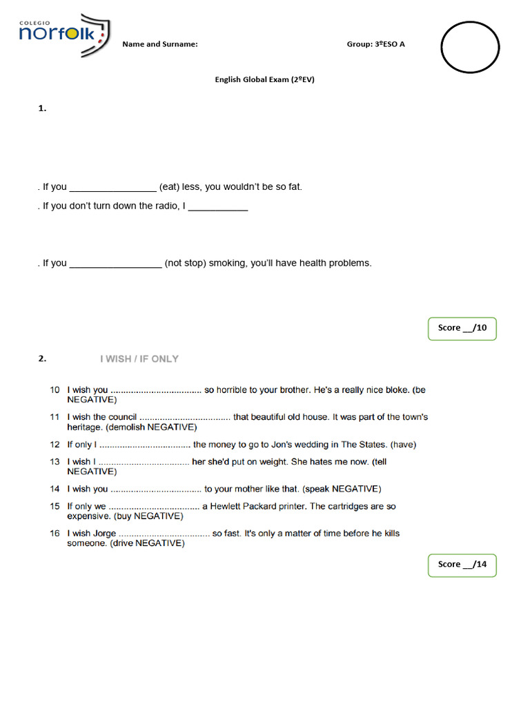Global exam (2ºEv) | PDF | Linguistics