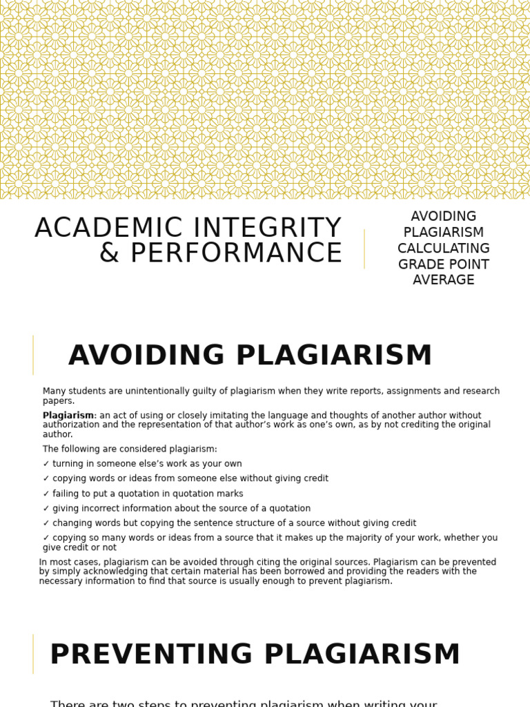 Academic Integrity & Performance | PDF | Plagiarism | Course Credit