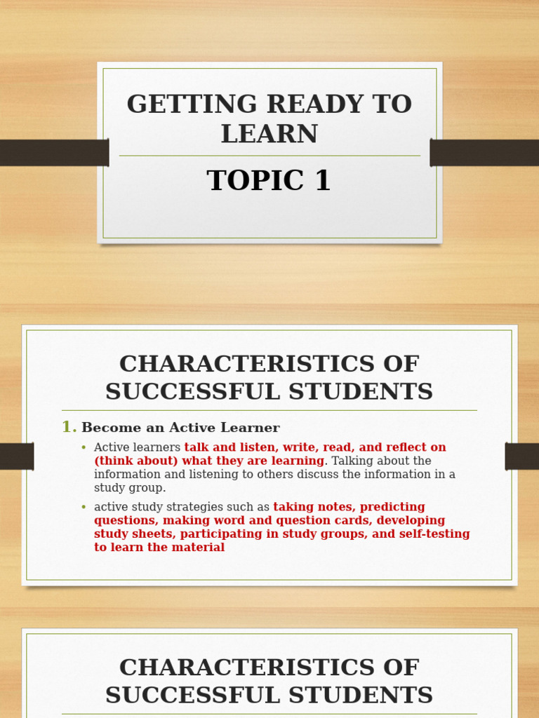 Getting Ready To Learn | PDF | Learning | Learning Styles