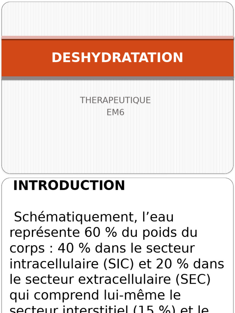 Gestion de la déshydratation extracellulaire | PDF | Déshydratation ...