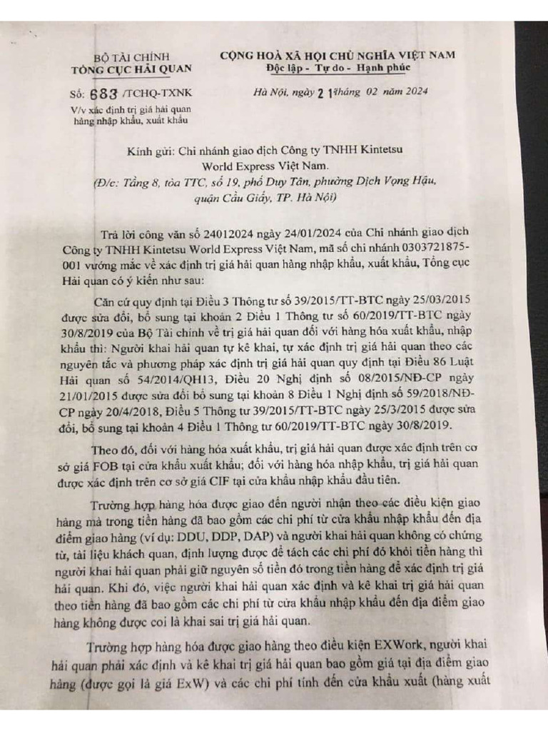 Trị giá hải quan hàng XNK | PDF