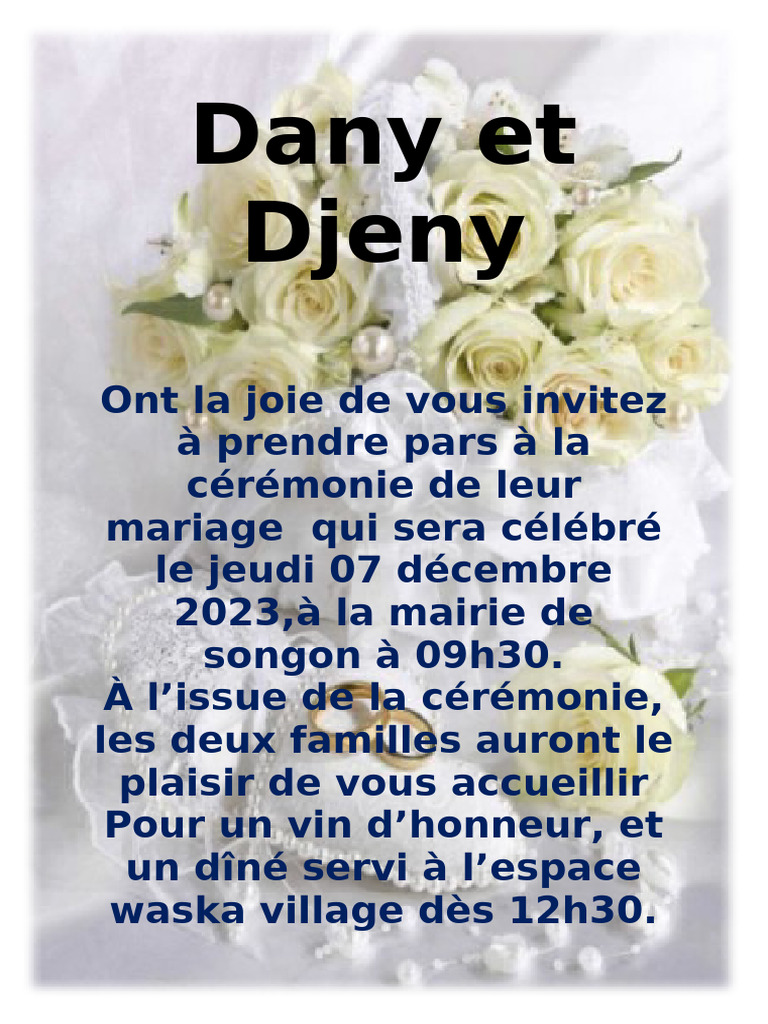 Mariage de Dany et Djeny Camara | PDF
