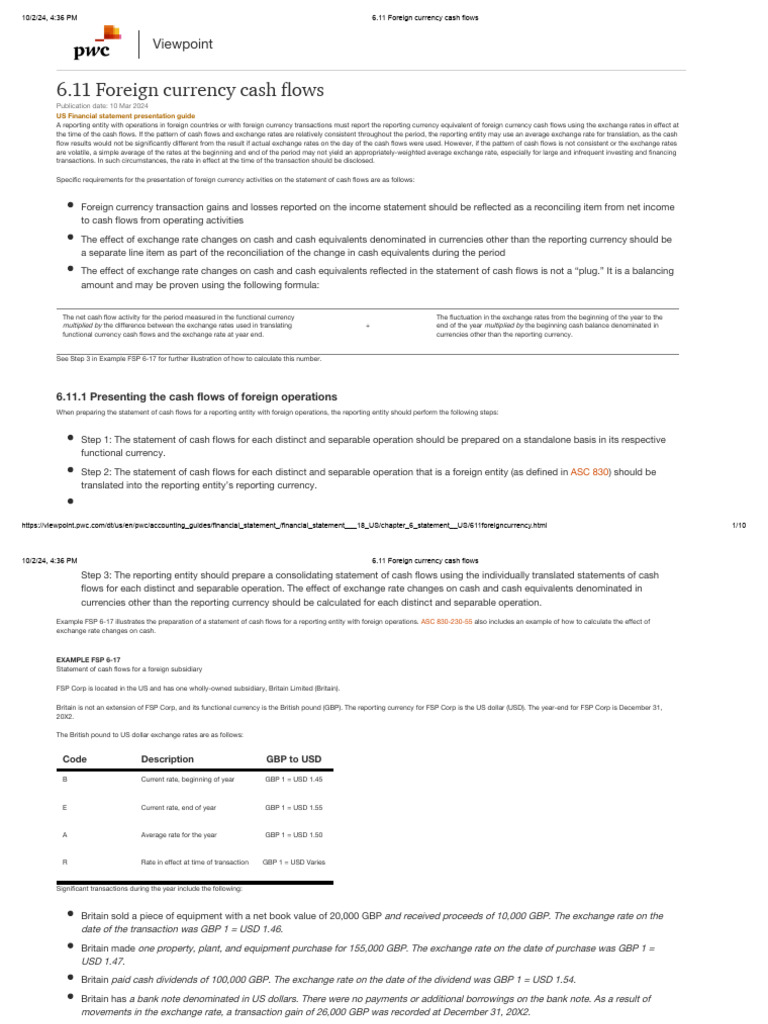 Foreign Currency Cash Flow Guide | PDF | Exchange Rate | Retained Earnings