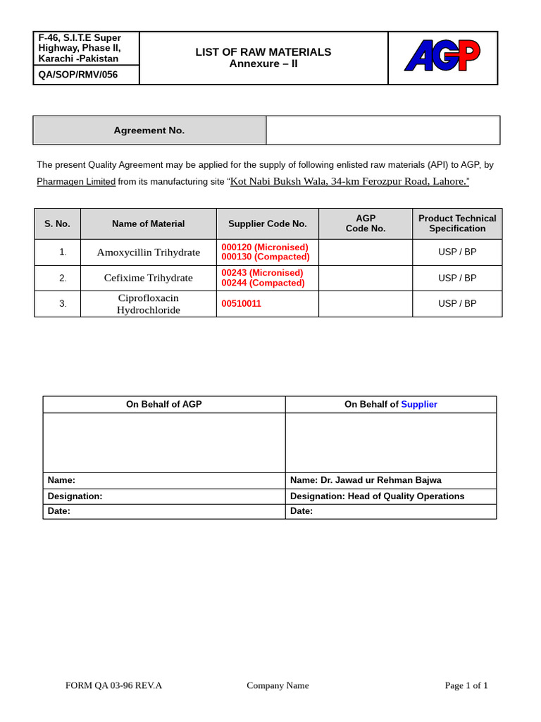 List of Materials (Annex-2) . | PDF