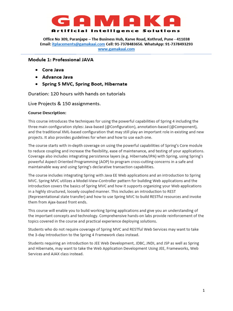 Whole Syllabus Java Springboot Pdf Spring Framework Class Computer Programming