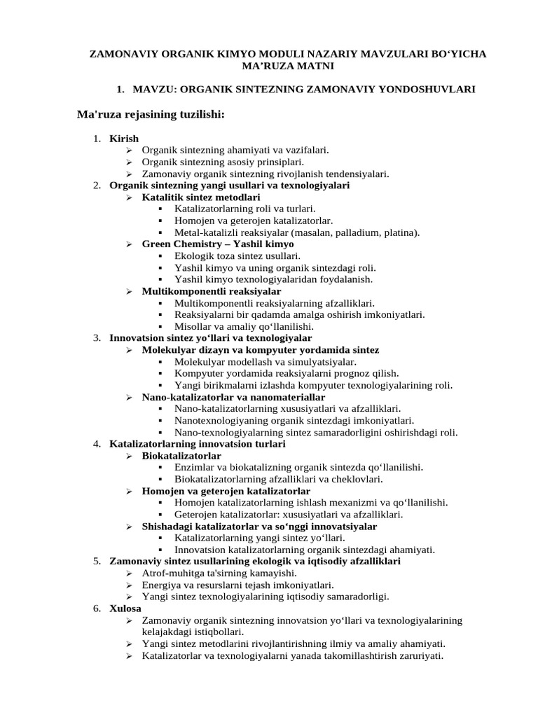 Ma'Ruza Matni - Nazariy | PDF