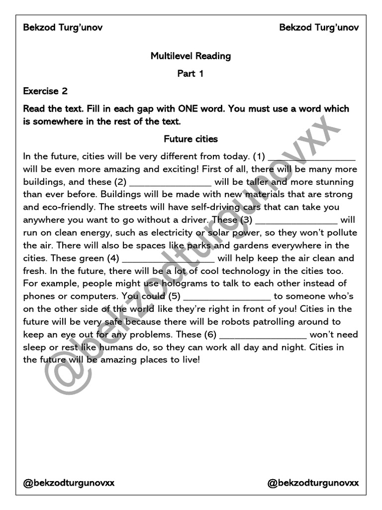 Multilevel Reading Part 1 Exercise 2 | PDF