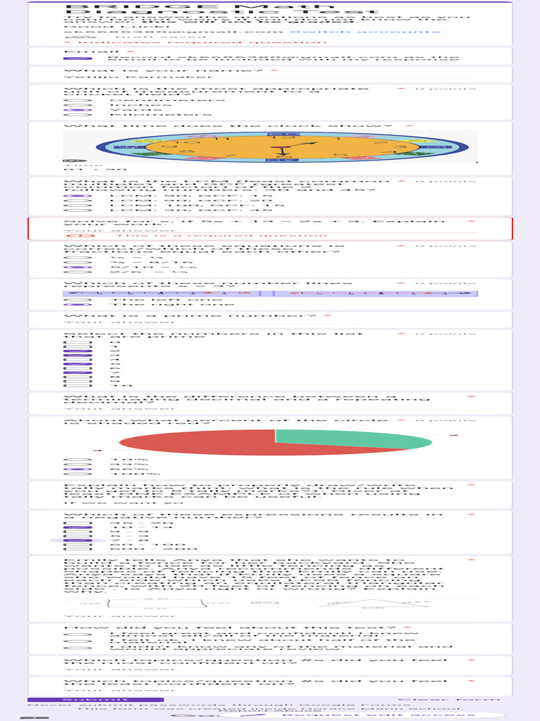 BRIDGE Math Diagnostic Test 2 | PDF | Mathematics | Arithmetic