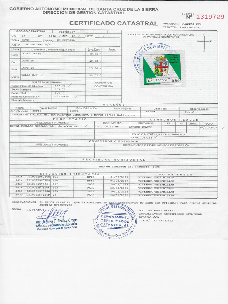 Certificado Catastral | PDF