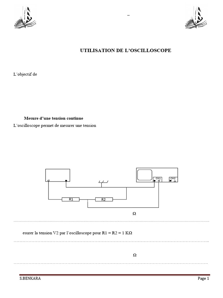 Utilisation de l'Oscilloscope en TP | PDF | Tension électrique ...